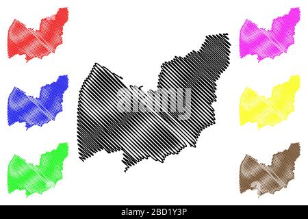 Manzini Region (Swaziland, Kingdom of Eswatini) map vector illustration ...