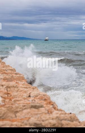 morning sunlight that hits the sea wave for design nature background ...
