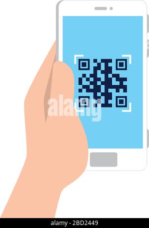 hand and qr code inside smartphone vector design Stock Vector Image ...