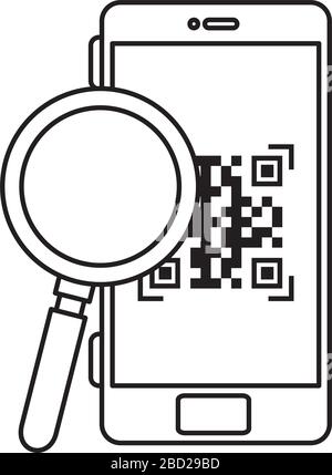 qr code inside smartphone and lupe vector design Stock Vector Image ...