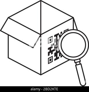 qr code over box and lupe vector design Stock Vector Image & Art - Alamy