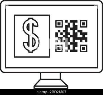qr code inside computer and dollar vector design Stock Vector Image ...