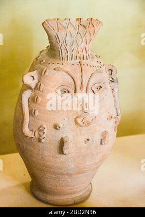 Ancient Egyptian god Bes jar, Late Period, 5th century BC. Egyptian ...