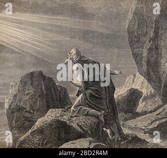 Revelation. Saint John vision of Christ. Apocalypse. Engraving, 19th ...