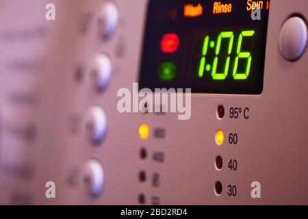 Display washing machine. Macro photo part of modern home washing ...