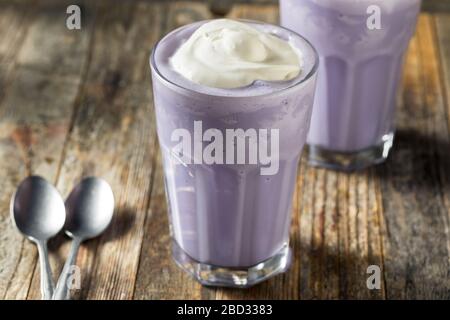 Homemade Japanese Purple Ube Milkshake with Whipped Cream Stock Photo ...