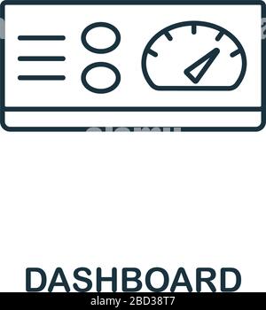 dashboard icon, kpi widget, performance data indicator, thin line symbol on white background ...