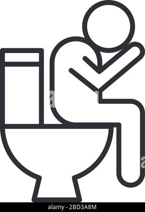 Diarrhea line icon, covid-19 and constipation, man sitting on toilet vector icon, vector ...
