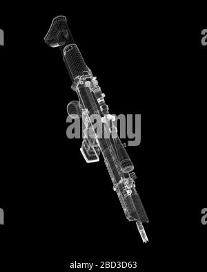 Automatic gun on background, body structure, wire model Stock Photo - Alamy