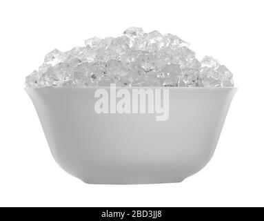 Ice cubes in bowl isolated on white background Stock Photo - Alamy