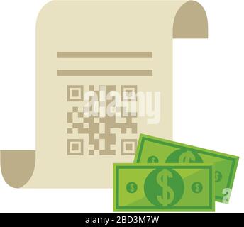 qr code over receipt paper vector design Stock Vector Image & Art - Alamy