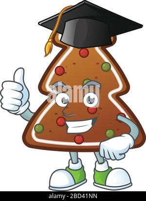 A mascot design of gingerbread tree student character with book Stock ...