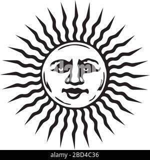 Sun with face, vintage vector illustration for decoration Stock Vector ...