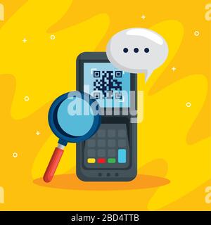 qr code inside dataphone lupe and bubble vector design Stock Vector ...