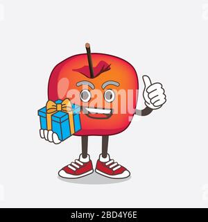 An illustration of Crab Apple cartoon mascot character having a compass ...