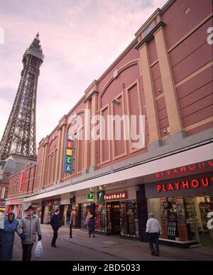Harry Ramsden building on the front at Blackpool, Tower behind, in 1995 ...