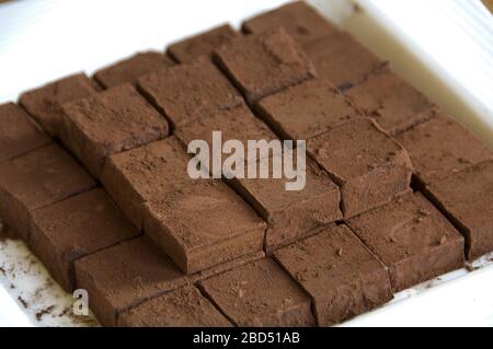 High angle shot of Chocolate bricks Stock Photo - Alamy