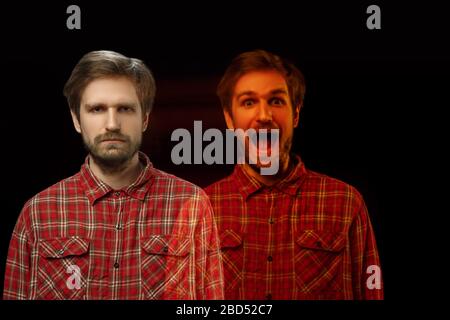 Sad outside, happy inside. The versatility of man - opened emotions and ...