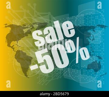 sale percentage on business digital touch screen Stock Photo - Alamy