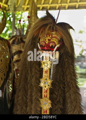 Balinese mythological demon queen Rangda during Barong ritual dance ...