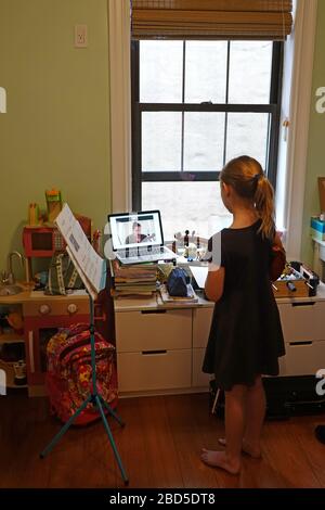 Online Lesson During Pandemic Time Stock Photo - Alamy