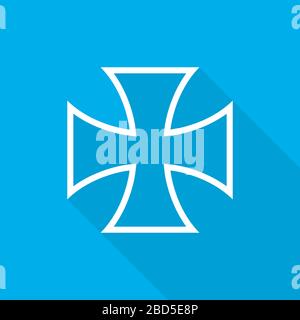 Choppers cross icon with long shadow, on blue background. Vector ...