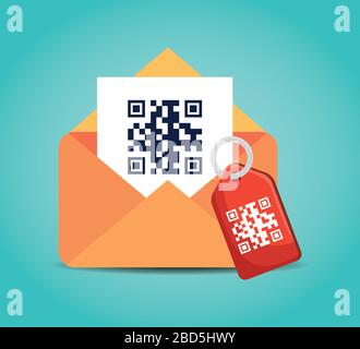 qr code inside envelope vector design Stock Vector Image & Art - Alamy