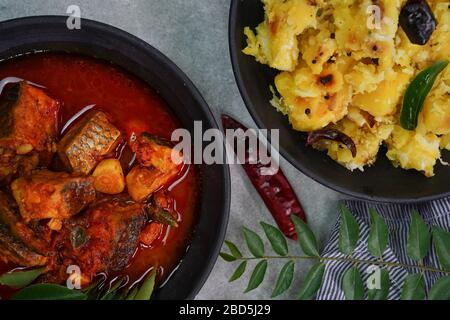 Kappa and meen curry / Spicy Red fish Curry with Cassava or Tapioca ...
