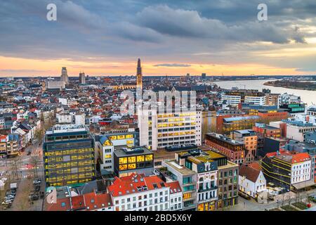view Antwerp from sky - Antwerpen City view Stock Photo - Alamy