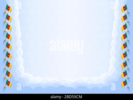 Horizontal frame and border with Cameroon flag, template elements for ...
