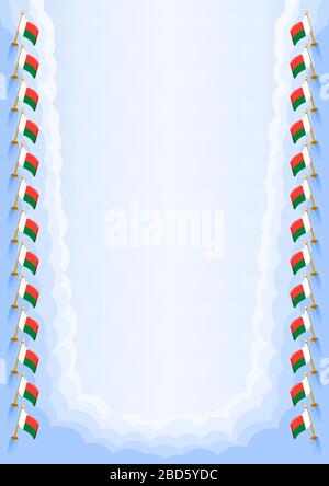 Vertical frame and border with Madagascar flag, template elements for ...