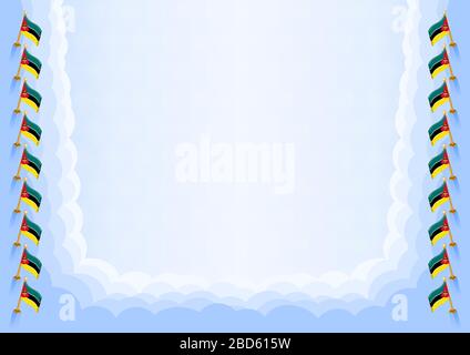 Horizontal frame and border with Mozambique flag, template elements for ...