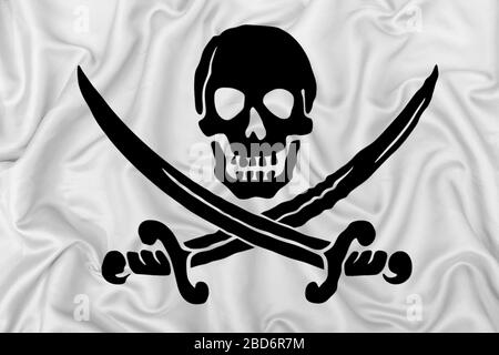 fabric texture of the pirate flag waving in wind, calico jack pirate ...