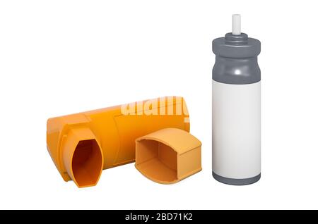 parts of asthma inhaler isolated on white background Stock Photo - Alamy