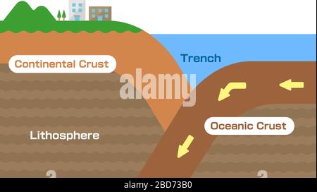 Continental crust and Oceanic crust. Sectional view vector illustration Stock Vector Image & Art ...
