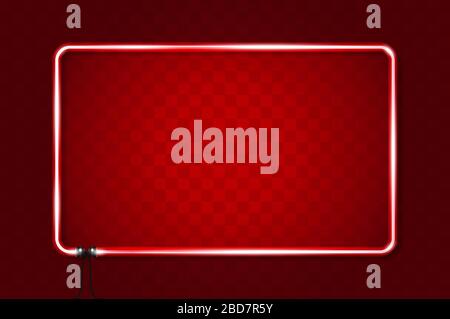 Glowing rounded rectangular neon frame, purple background. Realistic vector illustration Stock ...