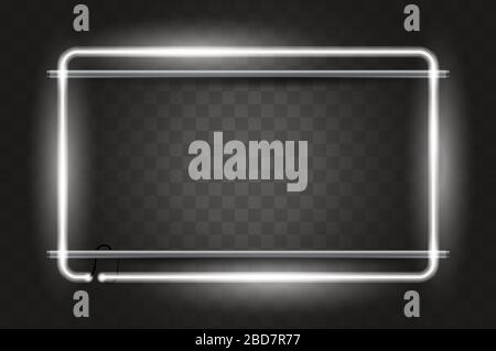 Glowing rounded rectangular neon frame, purple background. Realistic vector illustration Stock ...