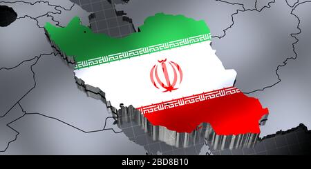 Iran - country borders and flag - 3D illustration Stock Photo - Alamy