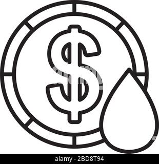 oil crash concept, oil drop with money symbol and arrows around over ...