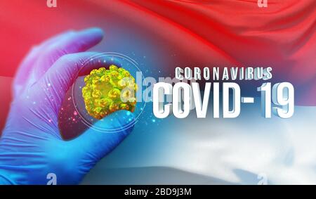 3D, Indonesian flag waving with coronavirus outbreak infecting ...