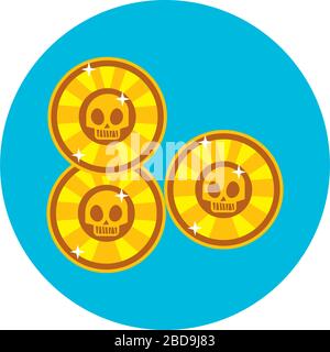 coin with skull mexican ethnic flat style icon vector illustration ...