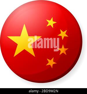 China Round Country Flag. Circular Chinese National Flag. People's ...