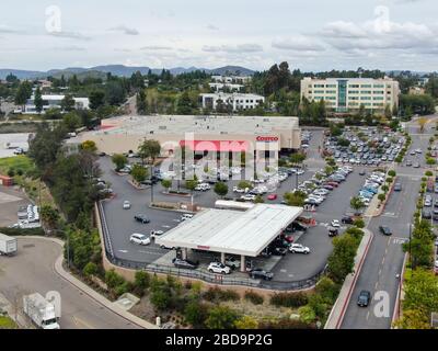 Aerial view of Costco Wholesale store and parking lot in San Diego, USA ...