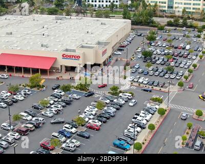 Aerial view of Costco Wholesale store and parking lot in San Diego, USA ...