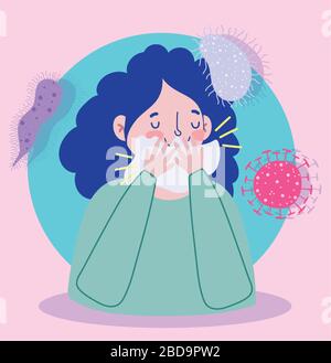Covering mouth and nose when coughing and sneezing, flu or coronavirus ...
