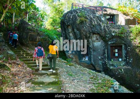 The traditional Toraja tomb stone locate at Bori Kalimbuang site in ...