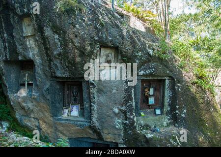The traditional Toraja tomb stone locate at Bori Kalimbuang site in ...