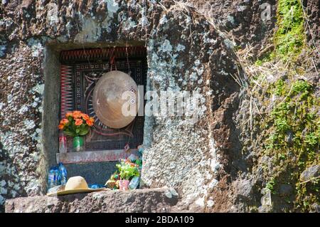 The traditional Toraja tomb stone locate at Bori Kalimbuang site in ...