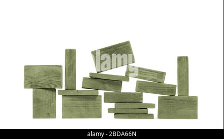 Vintage green building blocks isolated on white background Stock Photo ...