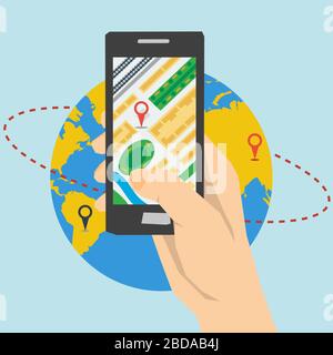 smartphone device with gps app Stock Vector Image & Art - Alamy